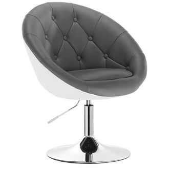 Woltu Tabouret Bar Réglable en Hauteur, Tabouret de Bar en Similicuir, Gris + Blanc