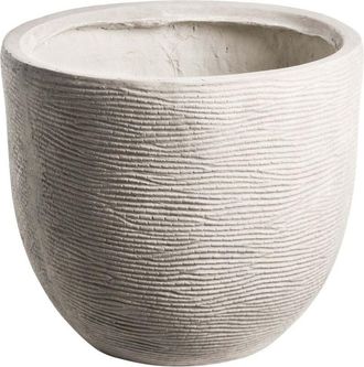 Beliani Pot de Fleurs Int&eacute;rieur et Ext&eacute;rieur en Fibre dArgile Rond Jardini&egrave;re 47 x 47 x 40 cm Peint en Gris Clair Lixouri