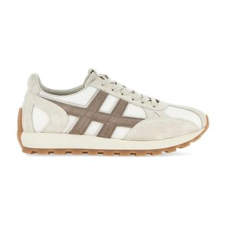 Hogan Homme, Chaussures, Beige, Taille: 43 EU Baskets &agrave; lacets en daim et mesh