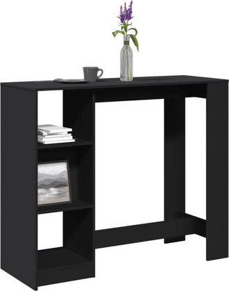 vidaXL Bartisch mit Regal Schwarz 124x46x103,5 cm Holzwerkstoff - Vidaxl