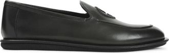 Giorgio Armani Loafer - Minimalist Black Leather Loafers With Rubber Sole - Gr. 10 - in Schwarz - für Damen