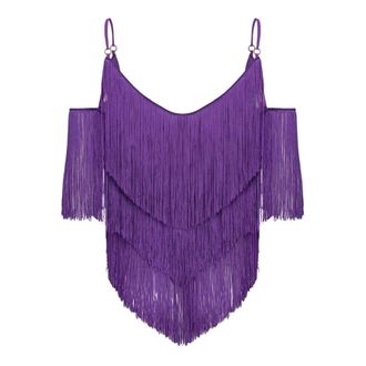 Pinko &Auml;rmelloses Top mit Fransen - - Blouses & Shirts - Damen - Lila - L