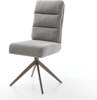 DELIFE Drehstuhl Pela-Flex Strukturstoff Soft Grau Kreuzgestell breit Effektfinish Titan 360&deg; drehbar Wippfunktion Taschenfederkern, Esszimmerst&uuml;hle