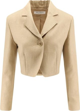 Max Mara Femme, Vestes, Brun, Taille: 38 FR Veste courte en twill de lin