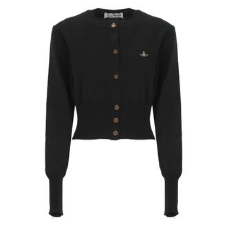 Vivienne Westwood Schwarzer Baumwoll-Kaschmir-Cardigan-Pullover - - Knitwear - Damen - Schwarzk - M