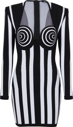 Balmain Femme, Robes, Noir, Taille: 34 FR Striped Knit Dress