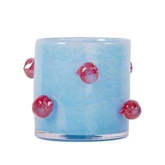 By On Byon Studio Candle Holder Arlo XS - Multifunktionaler Kerzenhalter/Vase/Schale aus mundgeblasenem Glas, Hellblau/Bordeaux, 10 x 10 x 10 cm, 5280607213