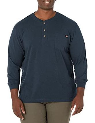 Dickies Henley Long Sleeve Heavyweight Henley, Dark Navy, 2X, Bleu Marine, XXL