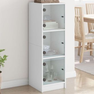 vidaXL Highboard mit Glast&uuml;ren Wei&szlig; 35x37x109 cm Vidaxl