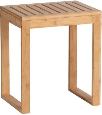 WENKO Tabouret de salle de bain en bambou 40x30x46cm - Support jusqu&agrave; 120kg - Fini naturel - Pour rangement et marchepied
