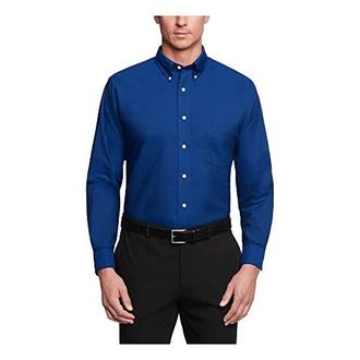 Van Heusen Dress Shirt Regular Fit Oxford Solid Chemise, Bleu Anglais, XXL Homme