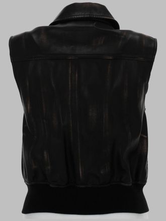 Diesel Distressed Polyester Bomber Gilet - Brown