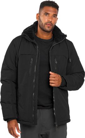 Alessandro Salvarini Herren Winter Jacke warm Winterjacke Teddyfell Kapuze AS-332 [AS-332-Schwarz-Gr.3XL]