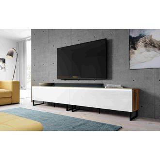 Furnix Furnix - tv Kommode bargo 200 (2x100cm) ohne LED-Beleuchtung & Stellfüße Weiß Wotan