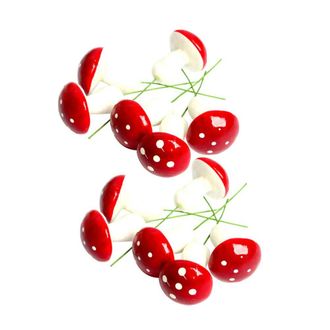 Amosfun Niedliche kleine Pilz-Weihnachtsbaum-Ornamente zum Aufh&auml;ngen, f&uuml;r Zuhause, Party, DIY-Dekoration, Rot, 24 St&uuml;ck