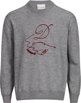 Dr&ocirc;le de Monsieur Pull &agrave; motif brod&eacute; en laine m&eacute;rinos