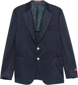 Isaia Homme, Vestes, Bleu, Taille: 2XL Veste Tiss&eacute;e Boutonn&eacute;e