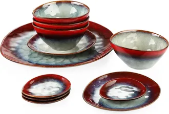 VANCASSO Kombiservice Steingut, vancasso 11 teiliges STARRY Servierplatten Geschirrset, Kombiservice Servier Set im Vintage Aussehen