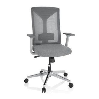 hjh OFFICE 751008 Profi Bürostuhl Halifax Stoff/Netz Grau Drehstuhl ergonomisch, Lordosenstütze verstellbar, Netzrücken