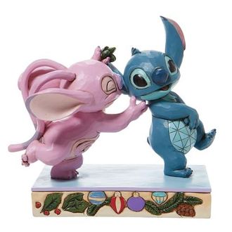 Enesco Disney Traditions Figurine Baiser de gui et Ange avec gui Multicolore 6008980 Taille Unique