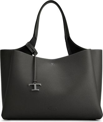 Tod's Femme, Sacs, Noir, Taille: ONE Size Sac en cuir de veau noir avec pendentif T