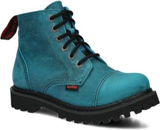Nagaba Bottes de combat Féminin - Armée Ranger 6H Ultra Léger Chaussures en cuir Grunge - Unisexe, 6 trous - Turquoise - 42
