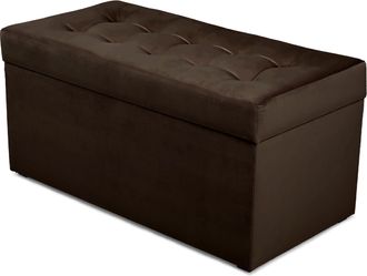 MG Design Polsterhocker 45 x 90 cm Braun mit großem Stauraum (ca. 100 L), bis 300 kg belastbar, weich mit dezentem Schimmer, pflegeleicht - Wohnbereich, Schlafr