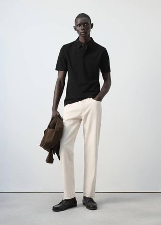 Mango Polo piqu&eacute; slim-fit noir - Homme - XXL - MANGO MAN