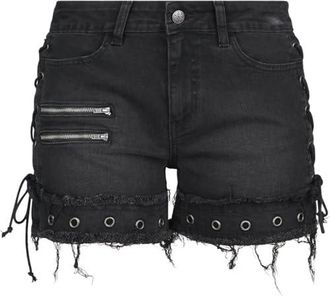 Rock Rebel by EMP Femme Short Noir avec Lacets latéraux 32