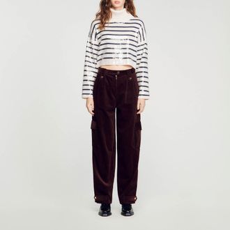 Sandro Pantalon cargo en velours