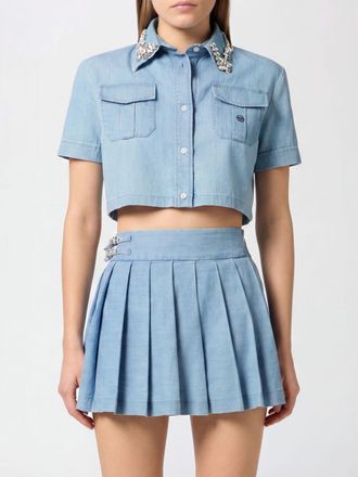 Philipp Plein Cropped-Fit-Kurzarmhemd aus Baumwolle mit Strasssteinen