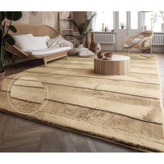 Paco Home Paco Home - Tapis Bubble Salon Chambre Fourrure à poils longs Design géométrique 3D 160x220 cm, Beige 4