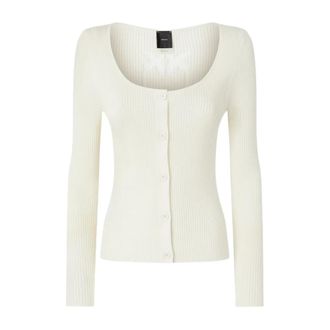 Pinko Wei&szlig;er Love Birds Cardigan Pullover - - Knitwear - Damen - Wei&szlig; - L