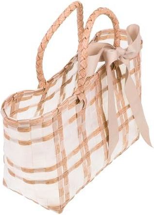 Frcolor Sac Main Plage Tissé Main Capacité Sac de Plage pour Femme Portable Plastique Transparent Étanche Style Décontracté