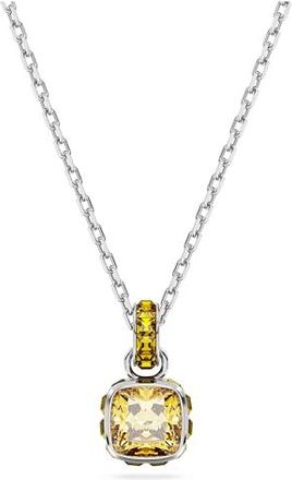 Swarovski Pendentif Birthstone, Taille Carré, Novembre, Jaune, Métal rhodié