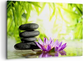 Arttor Wandbilder Dekoration Wohnzimmer Spa bambus blume wasser Bilder auf Leinwand 120x80cm Leinwandbild Schlafzimmer K&uuml;che Deko Wand Kunstdruck Art Gro&szlig; XX