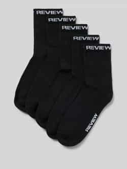 Review Socken aus elastischem Baumwoll-Mix mit Label-Stitching