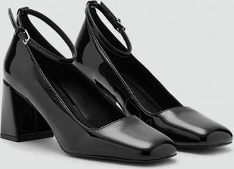 Mango Chaussures &agrave; talons vernies avec boucle noir - Femme - 35 - MANGO