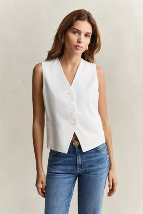 GANT Damen Cr&ecirc;pe-Weste (34) Wei&szlig;