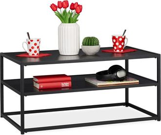 Relaxdays Relaxdays - Table basse, rectangulaire et basse, avec supports, en bois mdf et m&eacute;tal, Table pour salon, HlP 42x90x50cm