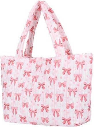 Generic Sac &agrave; bandouli&egrave;re rembourr&eacute; pour femme Motif floral Grande capacit&eacute; Pour usage quotidien (noeud rose) (style 2)