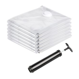 Levivo Levivo Vakkumbeutel zur platzsparenden Aufbewahrung, 6-TLG. Set, inkl. Handpumpe für Reisen Vakuumbeutel, Polyethylen niedriger Dichte