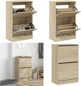 vidaXL Vidaxl - Schuhschrank Sonoma-Eiche 60x34x96,5 cm Holzwerkstoff - Schuhschrank - Schuhregal - Holzwerkstoffm&ouml;bel - Garderobe - Einbauschrank - Home &
