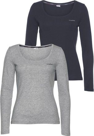 Kangaroos Langarmshirt (Packung, 2-tlg., 2er-Pack) Langarm, unifarben oder meliert, Rundhalsausschnitt