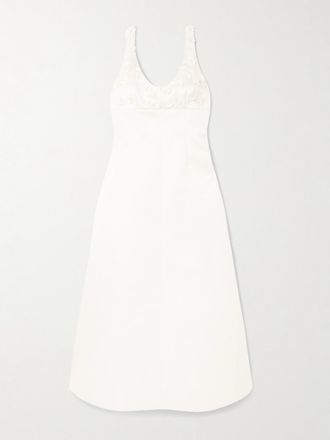 Emilia Wickstead Abella Midikleid Aus Mikado Mit Verzierungen - Elfenbein