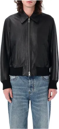 Ami Homme, Vestes, Noir, Taille: L Veste de Motard en Cuir Classique