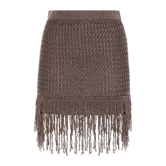 Pinko Pinko, Femme, Jupes, Brun, Taille: 38 FR Platanus Gonna Openwork Lurex