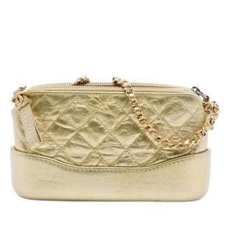 Chanel Sac bandouli&egrave;re matelass&eacute; en cuir de veau m&eacute;tallis&eacute; Pre-owned - Femme - Pre-owned - Jaune - Taille: ONE Size