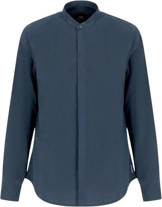 A|X Armani Exchange Homme, Chemises, Bleu, Taille: M Chemise col mao - Bleu
