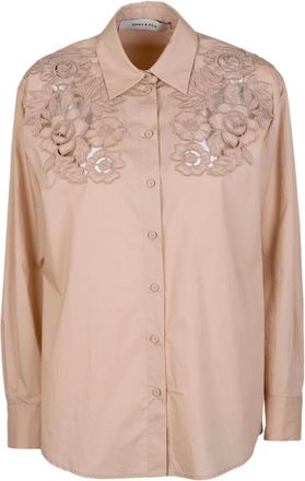 Emma & Gaia Femme, Blouses et Chemises, Beige, Taille: 40 FR Chemise en popeline avec broderie anglaise en relief